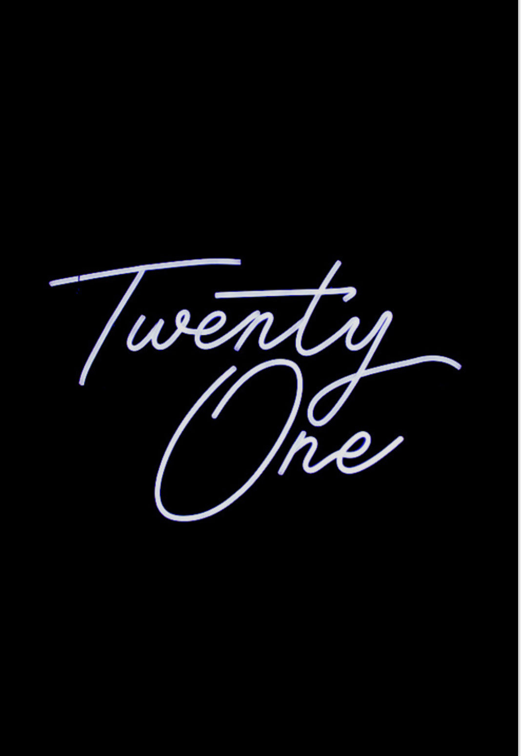 Neon Sign Twenty One Cursive – Adelaide Party Hire